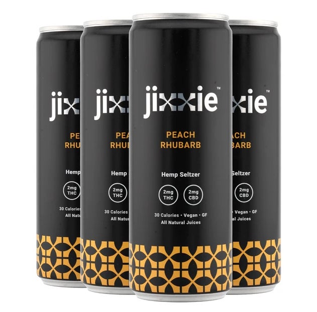 Jixxie - Peach Rhubarb THC:CBD Hemp Seltzer - 12oz | Minne Organix