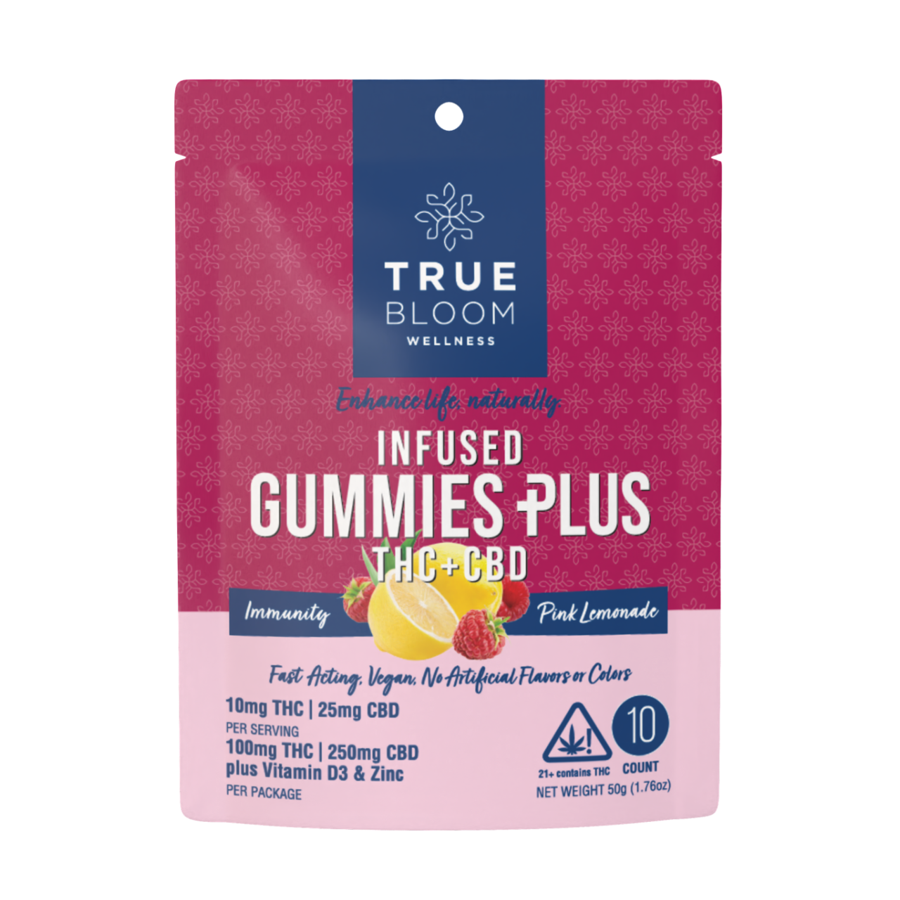 True Bloom Wellness - Immunity Gummies Plus Vitamin D & Zinc - 5mg THC ...