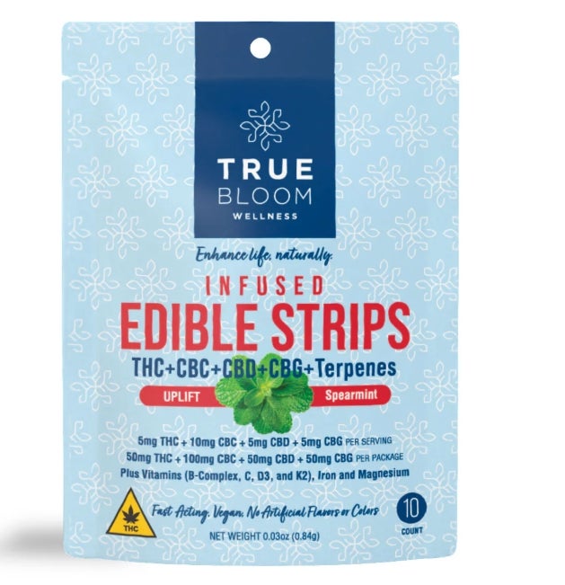 True Bloom Wellness - Uplift Infused Edible Strips - 5mg THC 10mg CBC ...